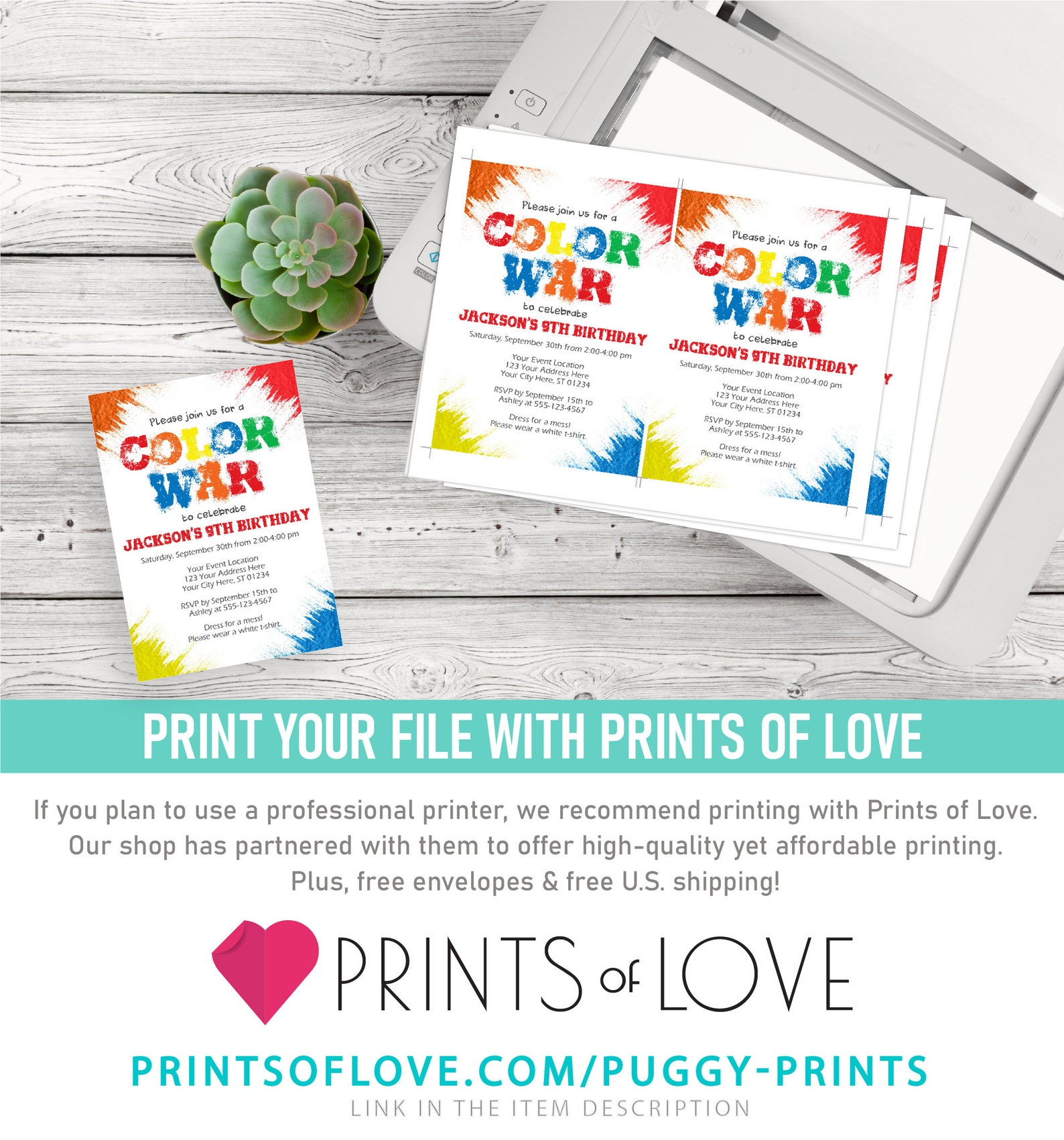 Color War Birthday Invitation Editable Template Online - Etsy