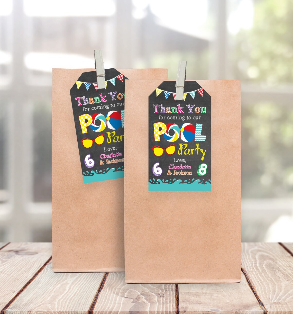 Pool Party Favor Tags Editable Pool Party Birthday Party - Etsy