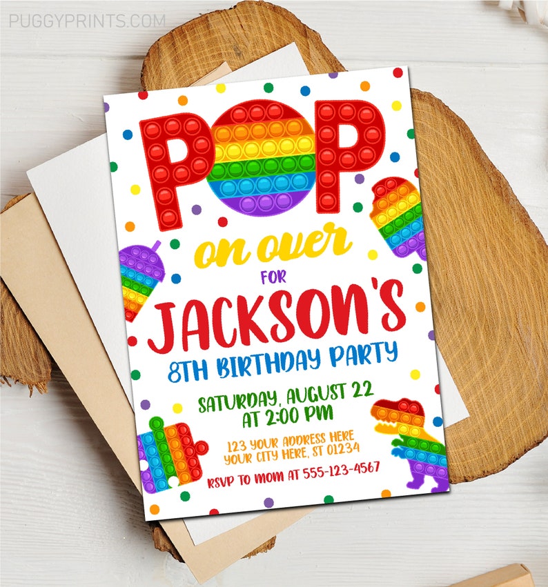 Pop It Birthday Invitation Editable Pop It Invitation - Etsy