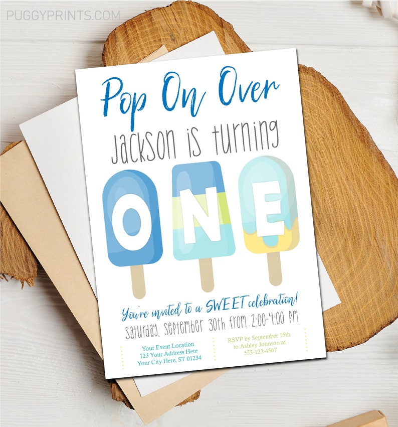 Popsicle 1st Birthday Invitation Pop on Over Invitations - Etsy