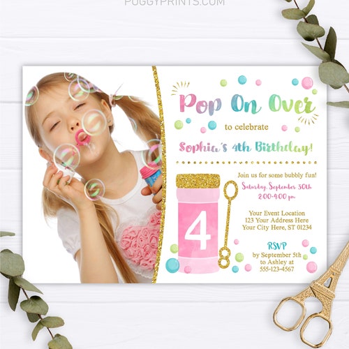 Bubble Party Invitation Bubbles Birthday Invitation - Etsy