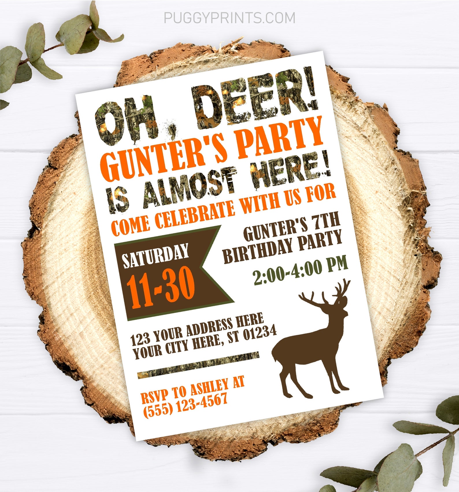 Deer Hunting Birthday Invitation Deer Hunting Invitation - Etsy