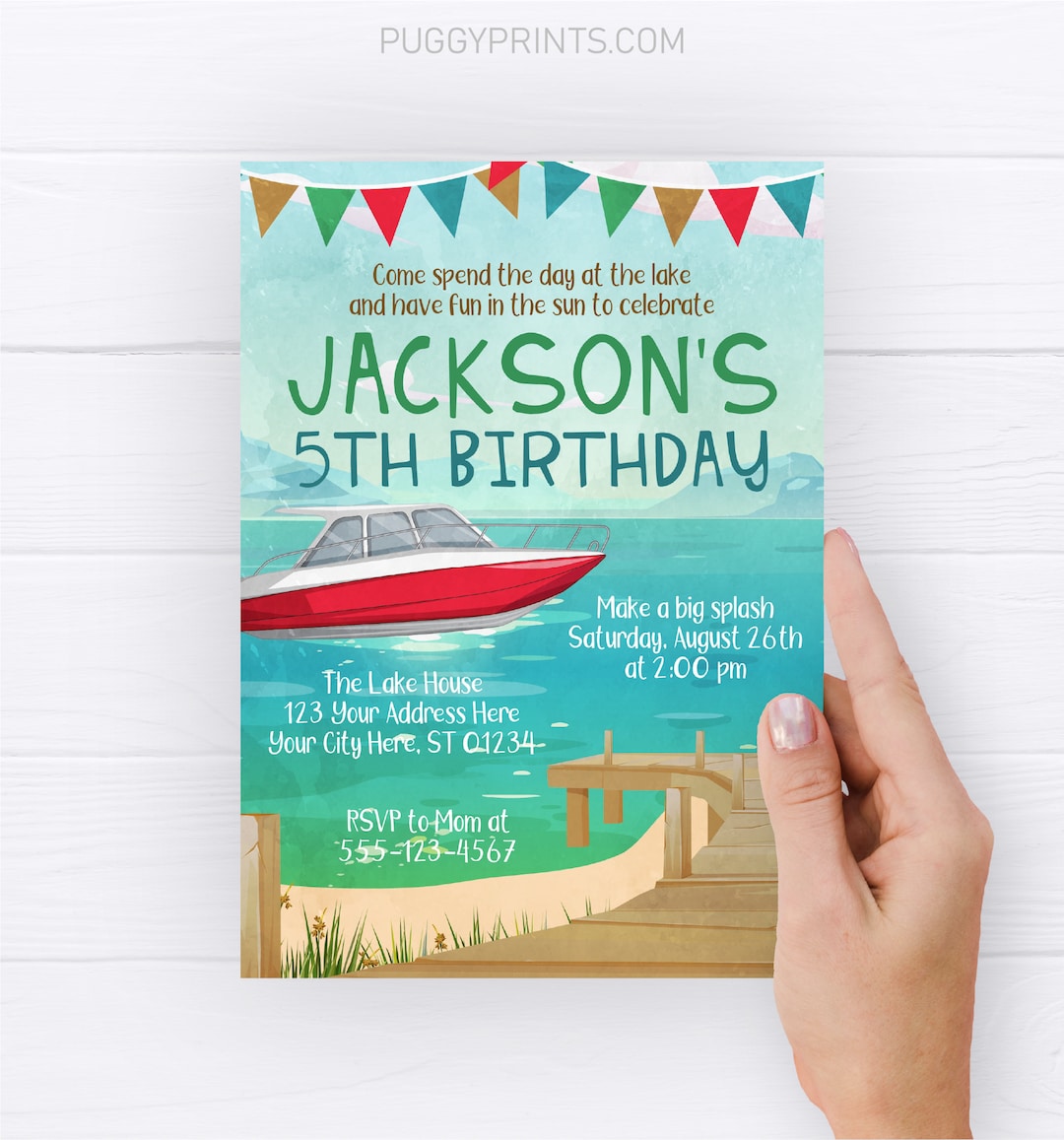 Lake Birthday Invitation, Editable Lake Invitation Template, Printable ...