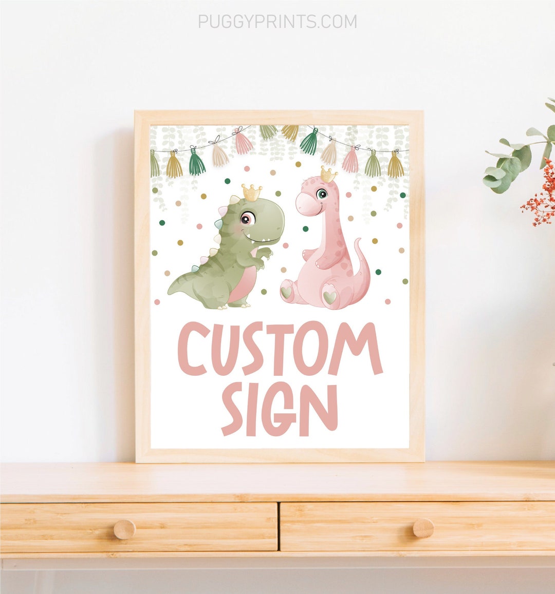 Girl Dinosaur Birthday Party Sign, Editable Dinosaur Party Sign ...