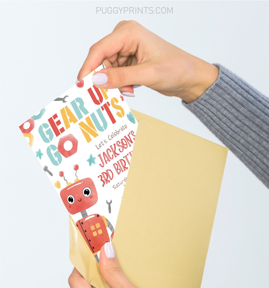 Robot Birthday Invitation Editable Robot Invitation Template - Etsy