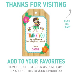 Luau Birthday Favor Tags Editable Luau Favor Tags Template - Etsy