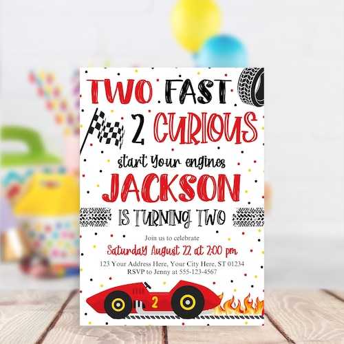EDITABLE TWO Fast Birthday Invitation Vintage Race Car - Etsy