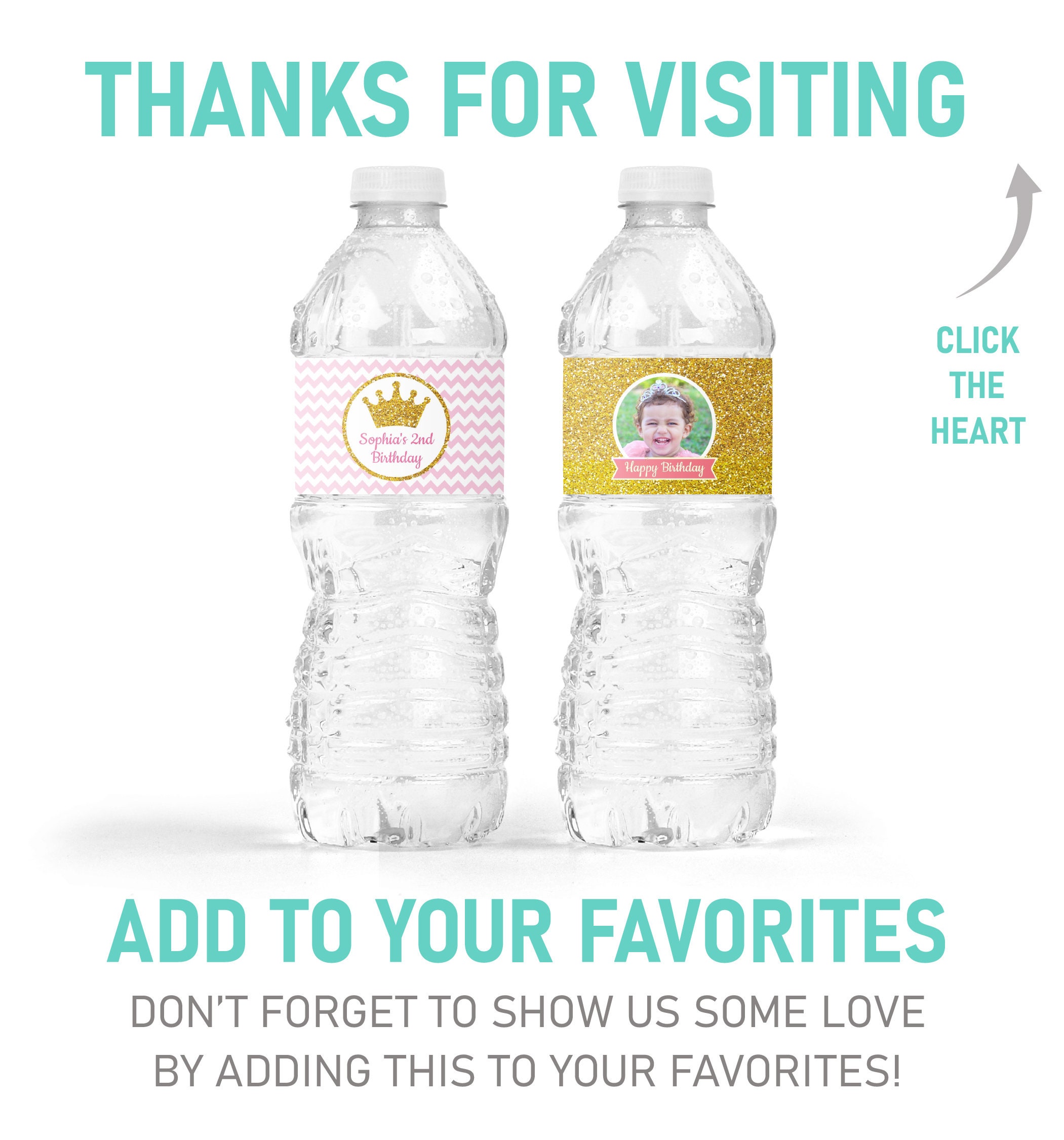 Princess Birthday Water Bottle Labels Editable Template | Etsy