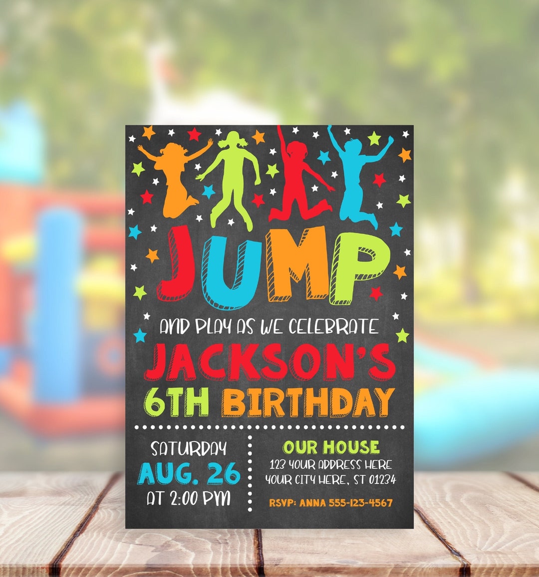 Editable Jump Birthday Invitation Template Printable Bouncy Castle ...