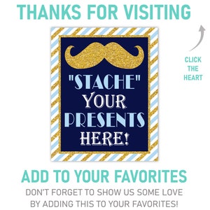 Stache Your Presents Here Sign, Printable Mustache Birthday Party ...