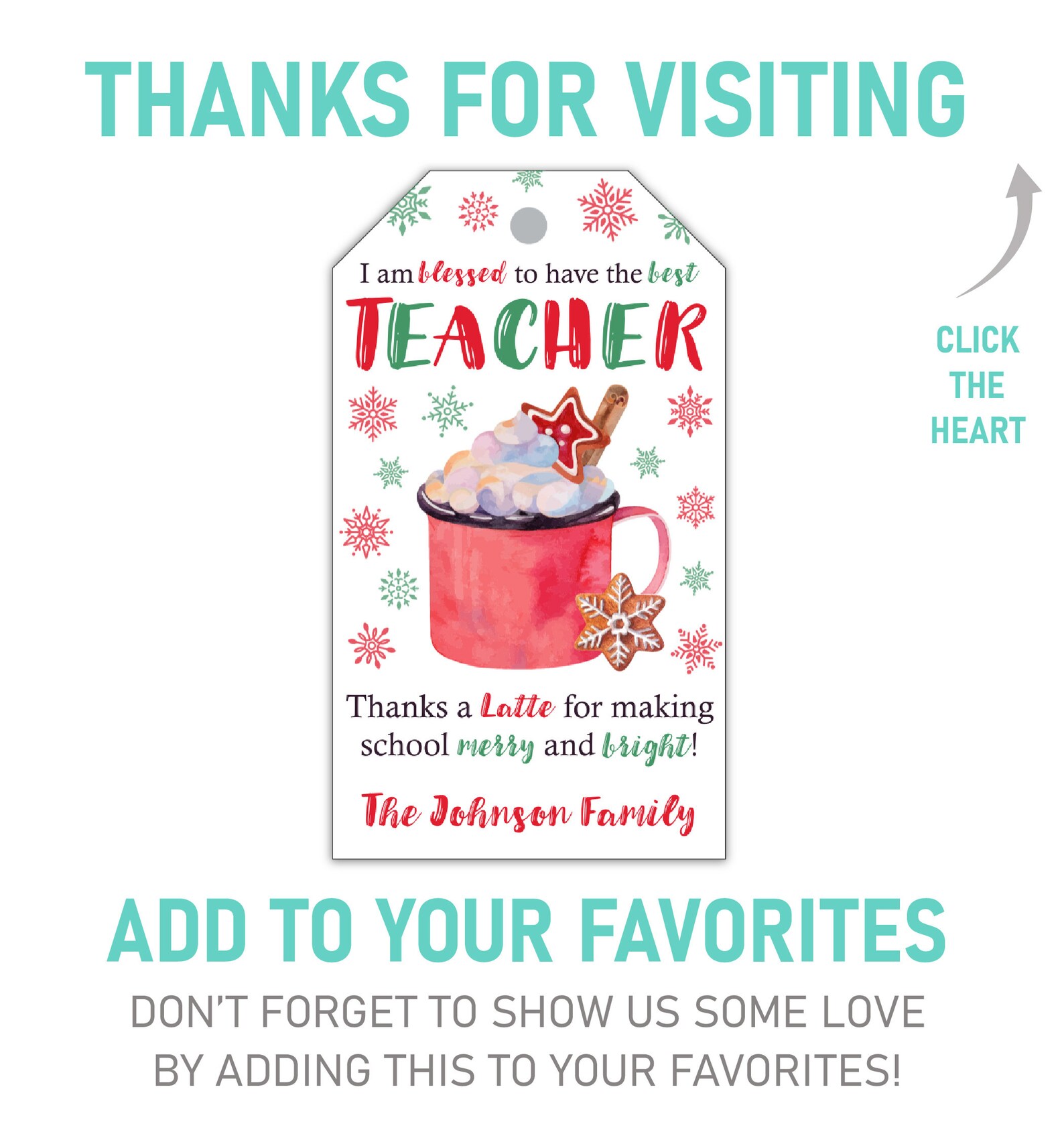 Teacher Christmas Gift Tags Editable Teacher Appreciation | Etsy