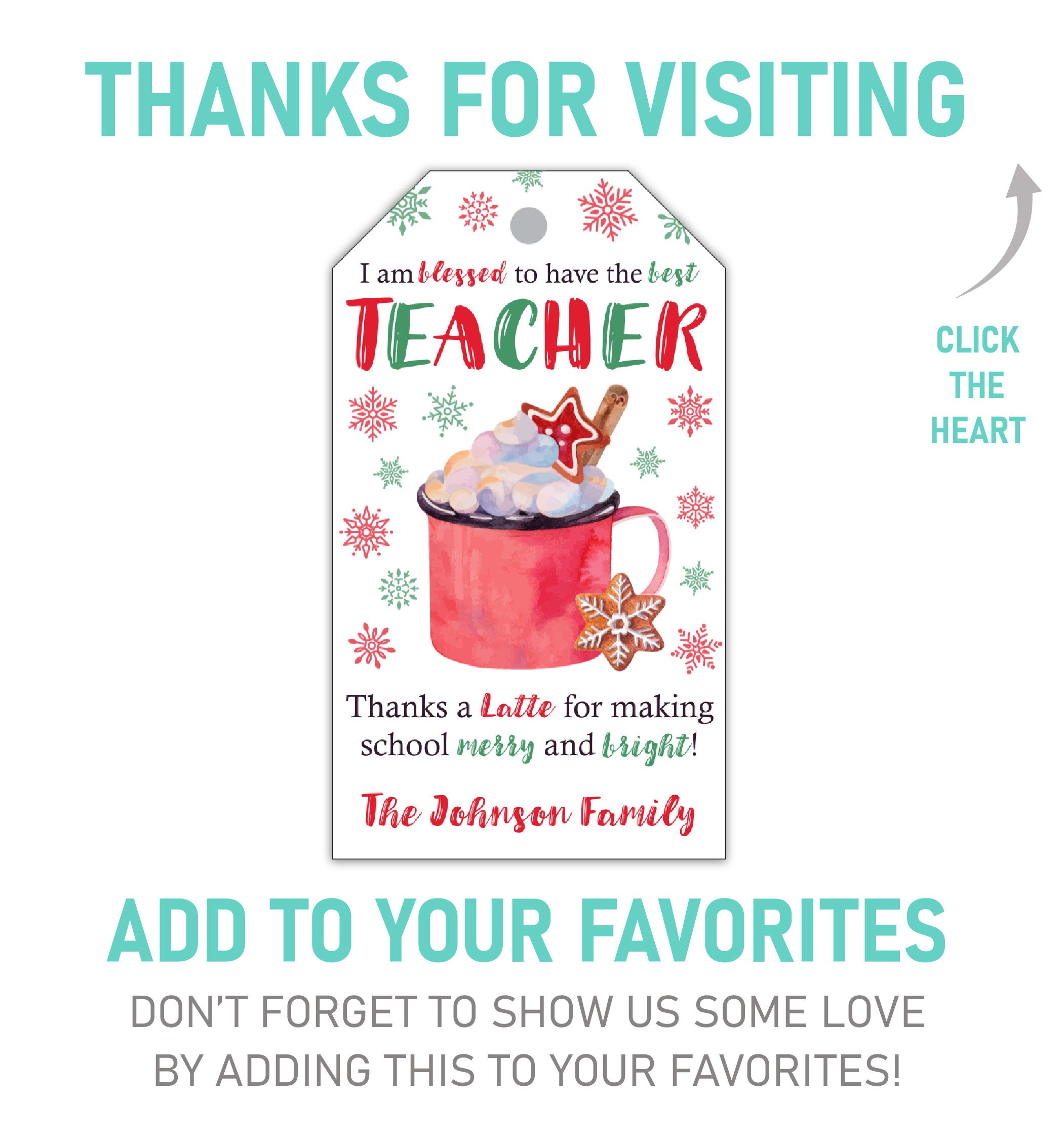 Teacher Christmas Gift Tags Editable Teacher Appreciation | Etsy