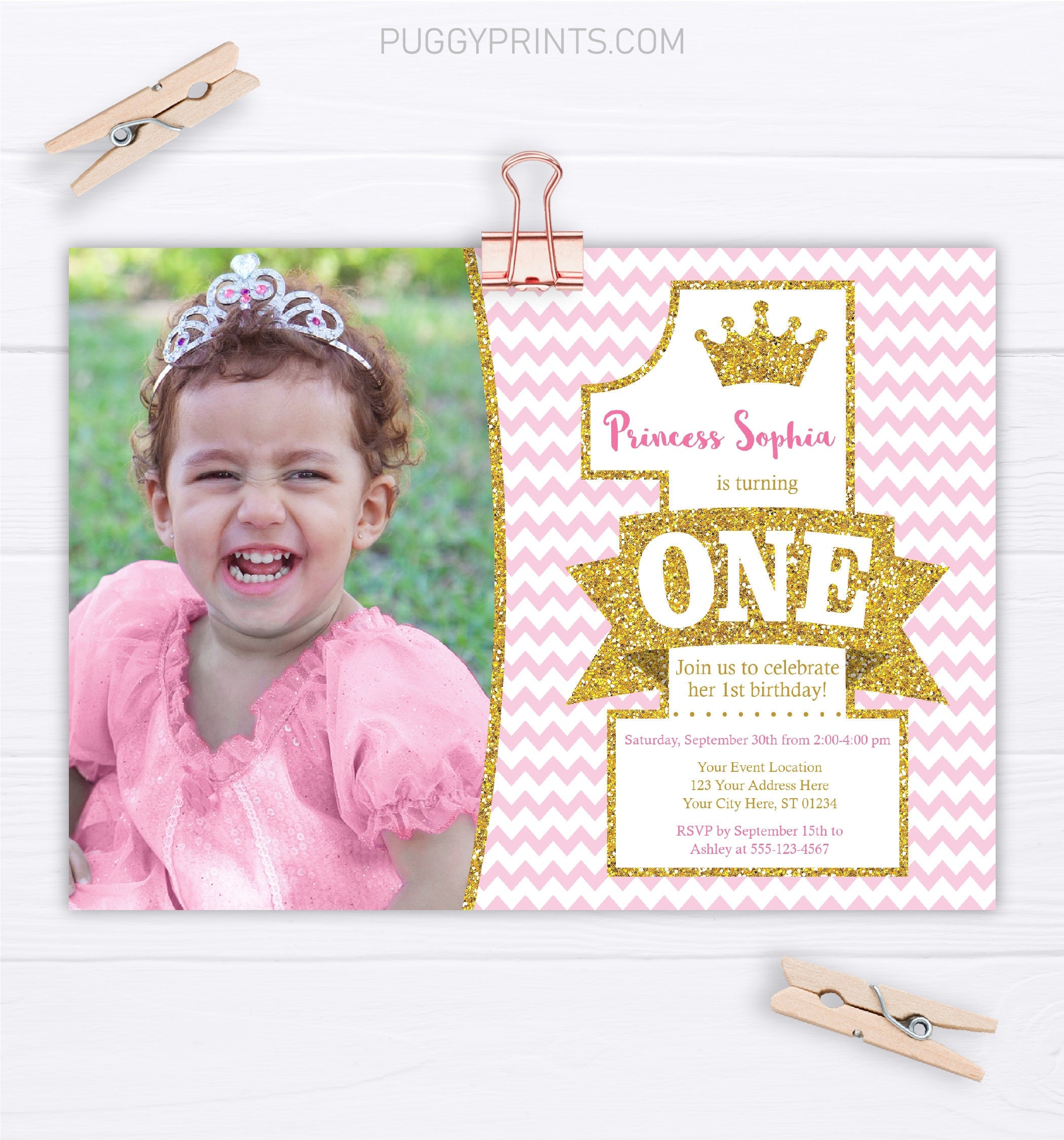 Princess First Birthday Invitation Wording 1st Birthday Invitation