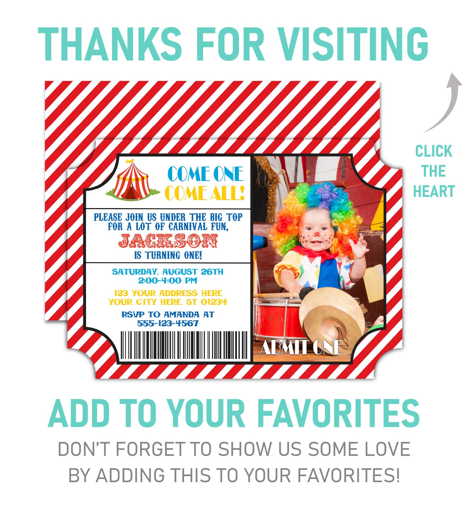 Circus Birthday Invitation Editable Circus Ticket Invitation - Etsy