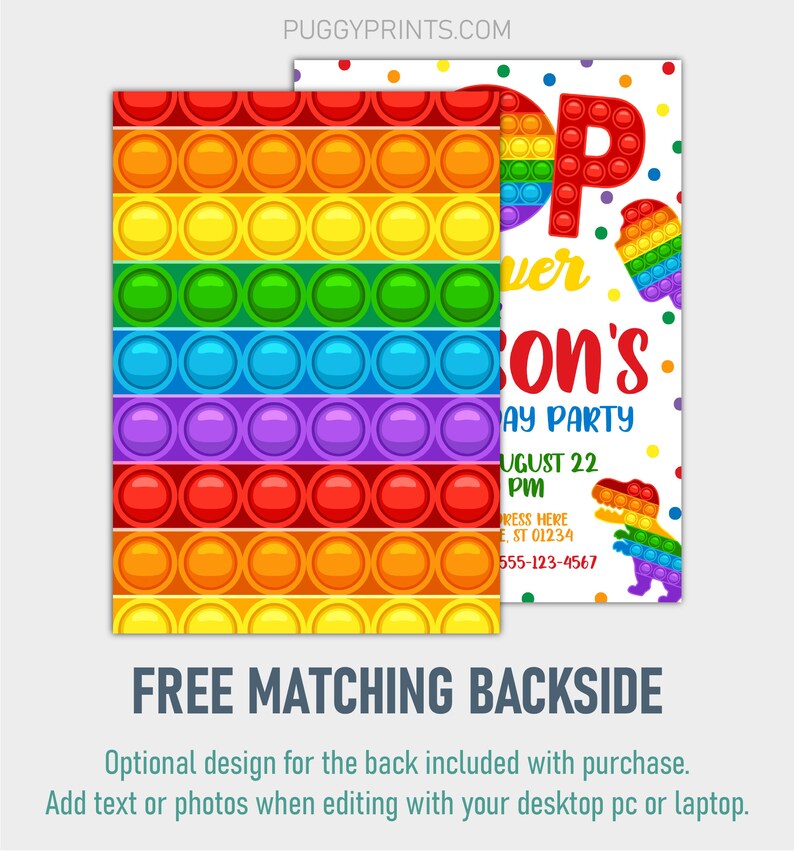Pop It Birthday Invitation Editable Pop It Invitation - Etsy