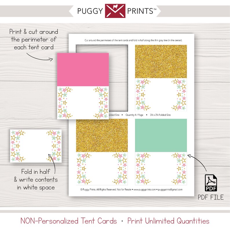 Twinkle Twinkle Little Star Birthday Tent Cards Pink Mint | Etsy