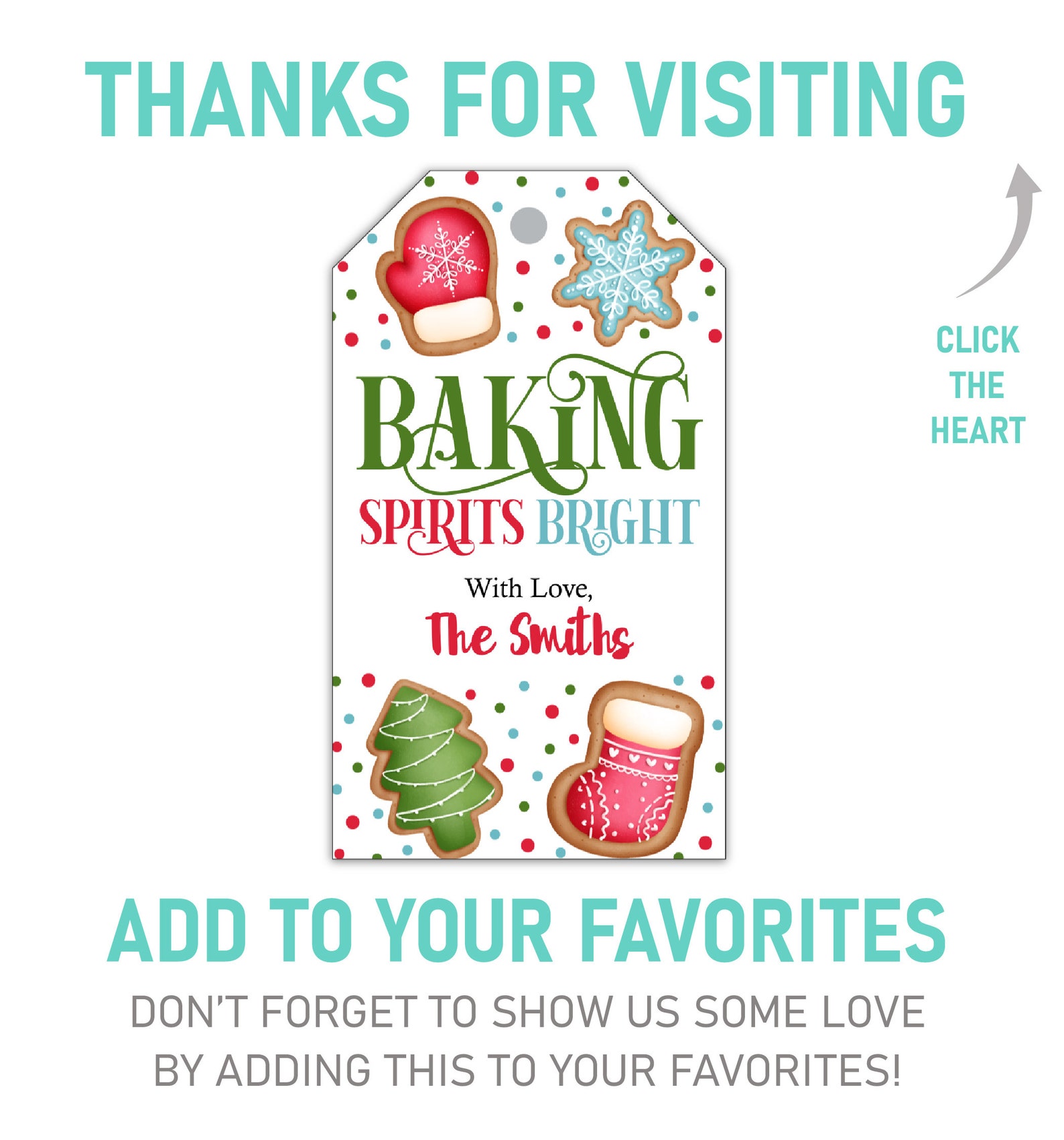 Baking Spirits Bright Favor Tags Editable Christmas Gift Tag - Etsy