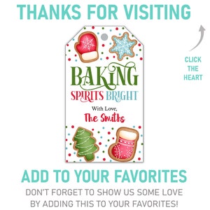 Baking Spirits Bright Favor Tags, Editable Christmas Gift Tag Template ...