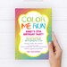 Color Run Invitation, Editable Color Run Birthday Party Invitations ...