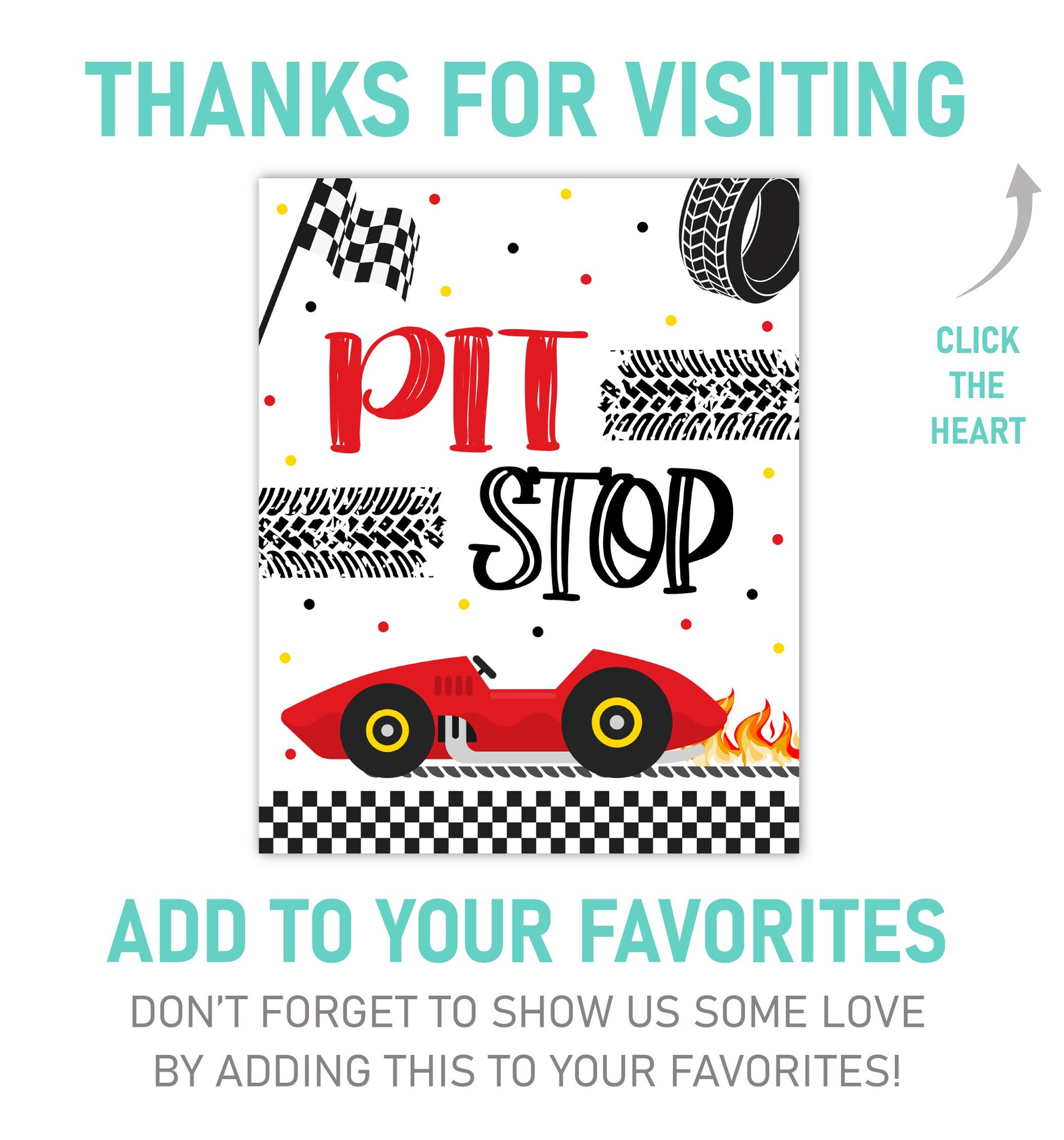 Race Car Pit Stop Only Sign Printable Racing Birthday Party - Etsy