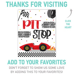 Race Car Pit Stop Only Sign, Printable Racing Birthday Party Sign, Two ...