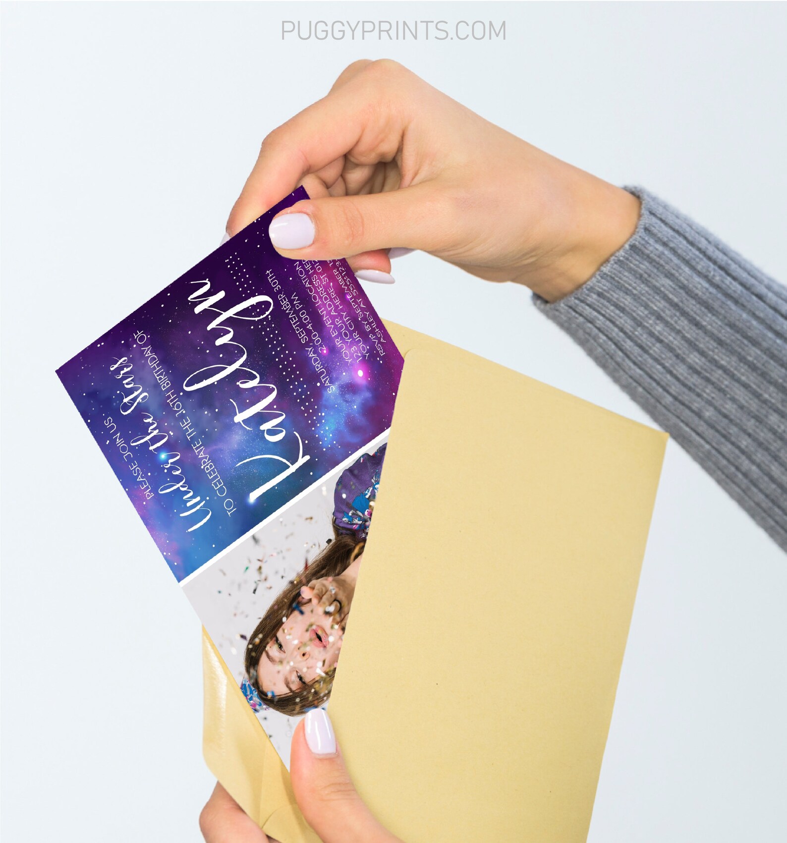 Galaxy Birthday Invitation, Galaxy Invitation With Photo, Starry Sky ...