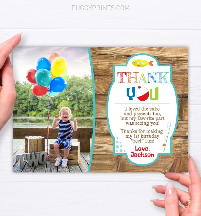 Fishing Birthday Thank You Card Editable Fishing Thank You - Etsy