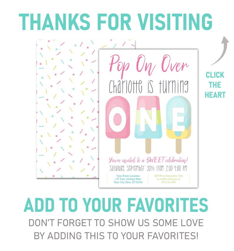 Popsicle 1st Birthday Invitation Pop on Over Invitations - Etsy