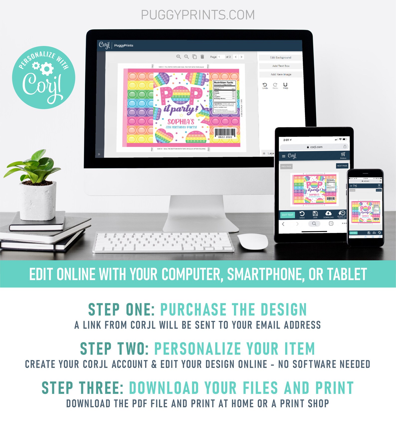 Editable Pop It Party Chip Bags Printable Pop It Birthday - Etsy