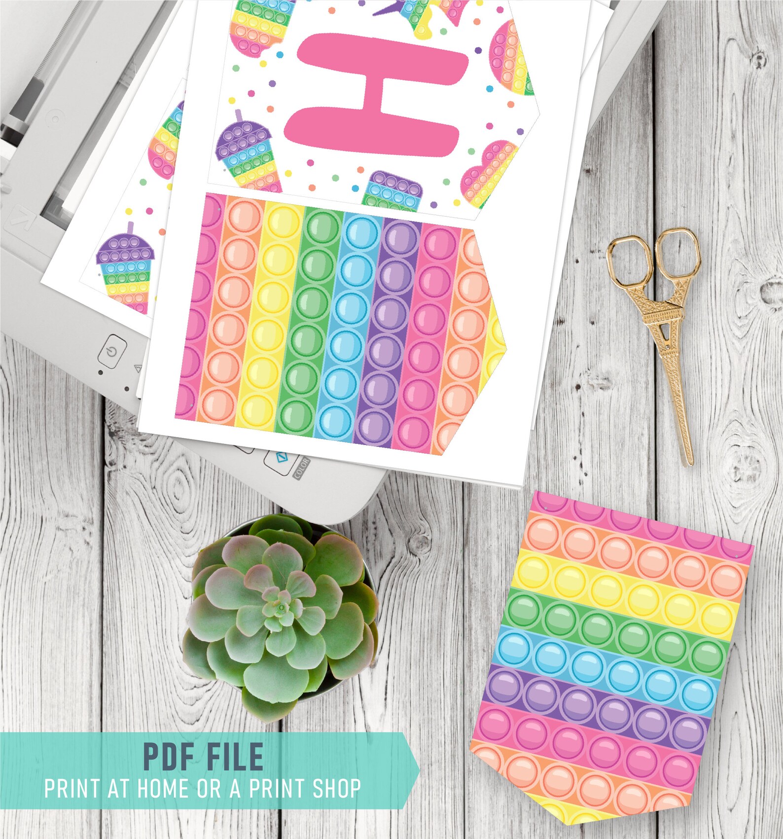 Pop It Happy Birthday Banner Printable Pop Its Banner Pop It - Etsy