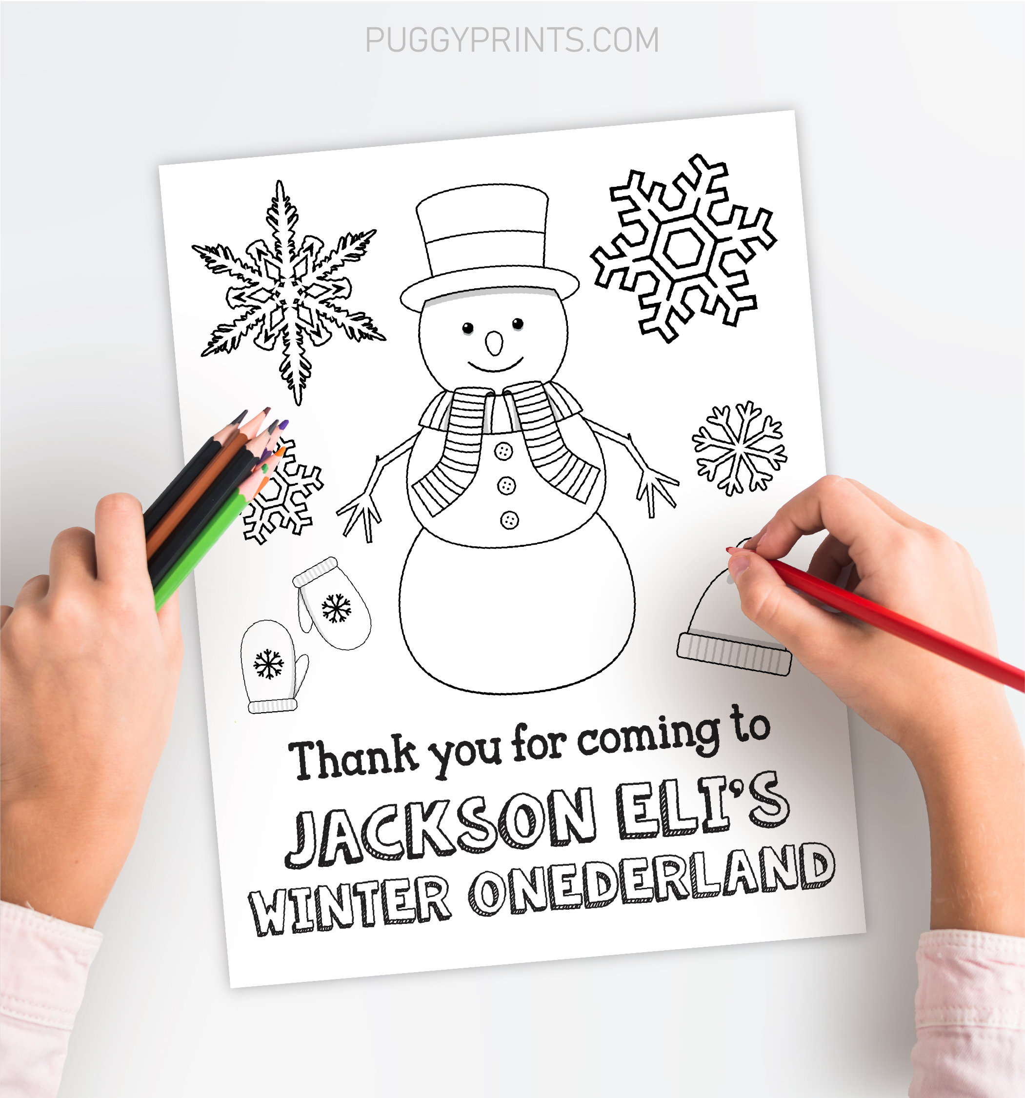 Winter Birthday Coloring Page Editable Snowman Coloring Page - Etsy