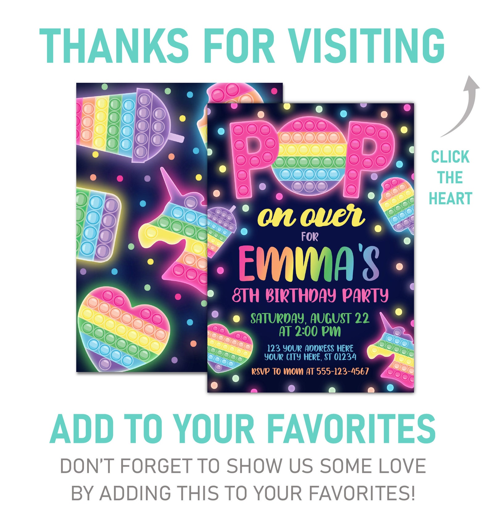 Pop It Birthday Invitation Editable Pop It Invitation - Etsy