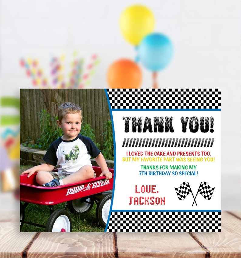 Racing Birthday Thank You Card Editable Racing Thank You Card - Etsy