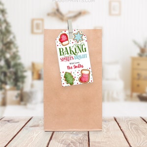Baking Spirits Bright Favor Tags, Editable Christmas Gift Tag Template ...