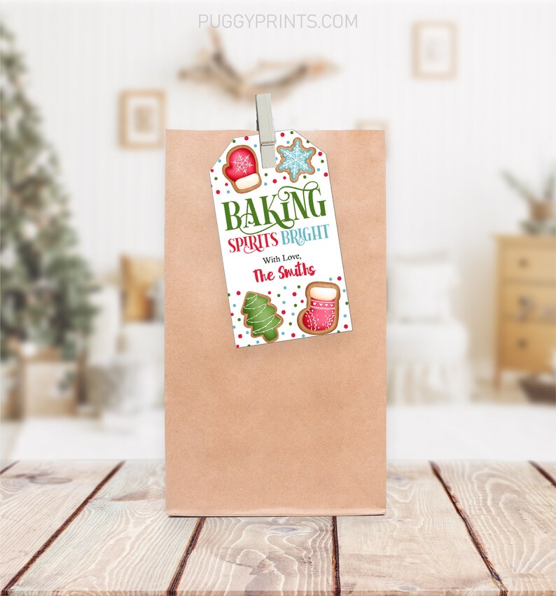 Baking Spirits Bright Favor Tags Editable Christmas Gift Tag - Etsy
