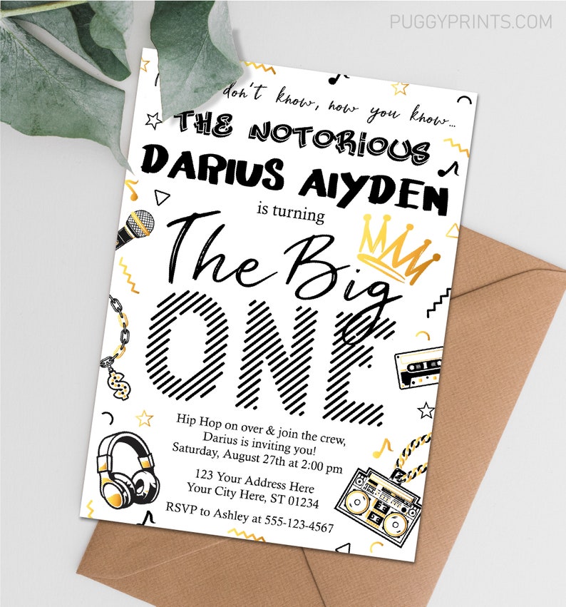 Notorious One Birthday Invitation, Editable the Big One Invitation ...