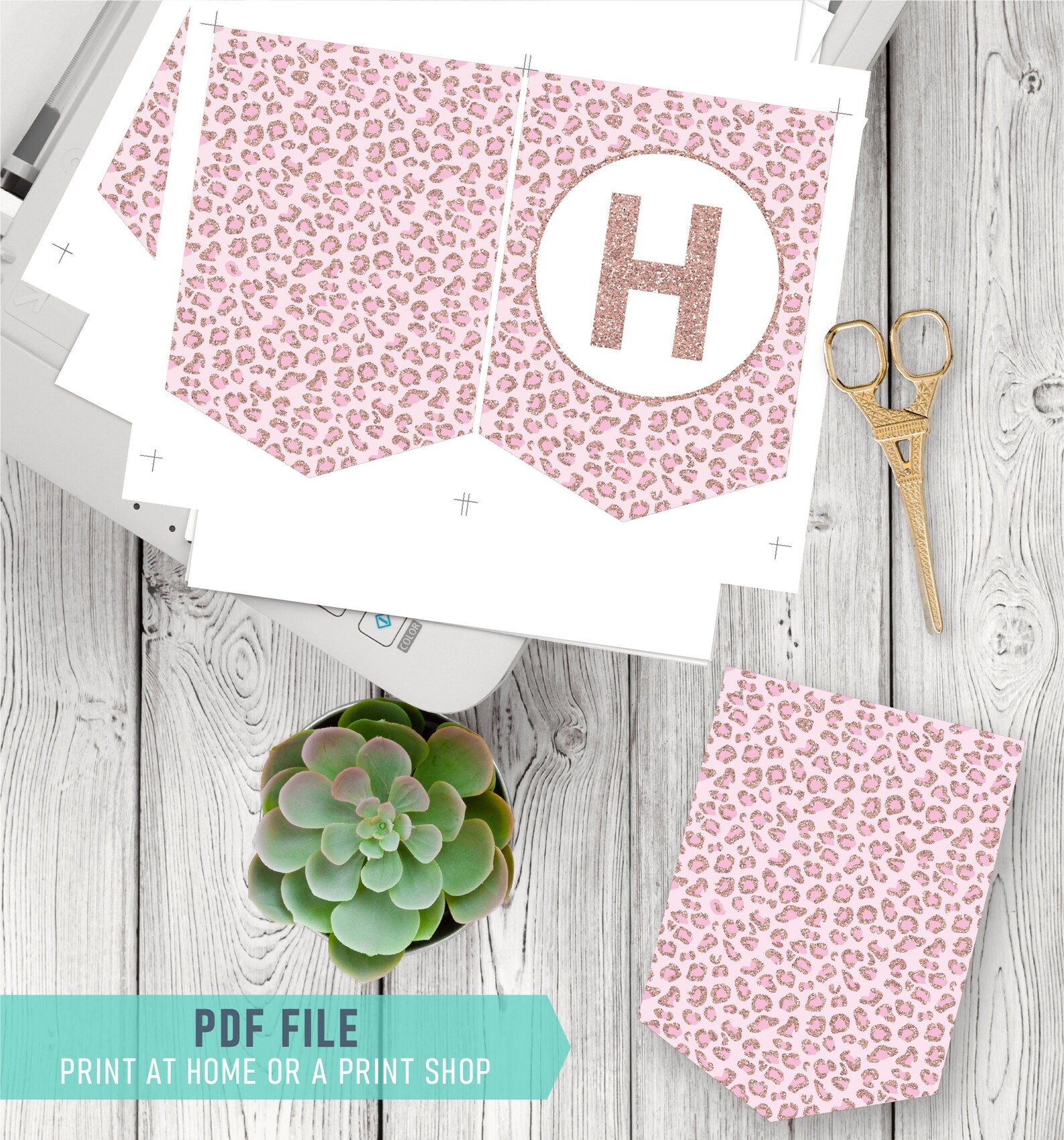 Cheetah Happy Birthday Banner Printable Cheetah Banner | Etsy