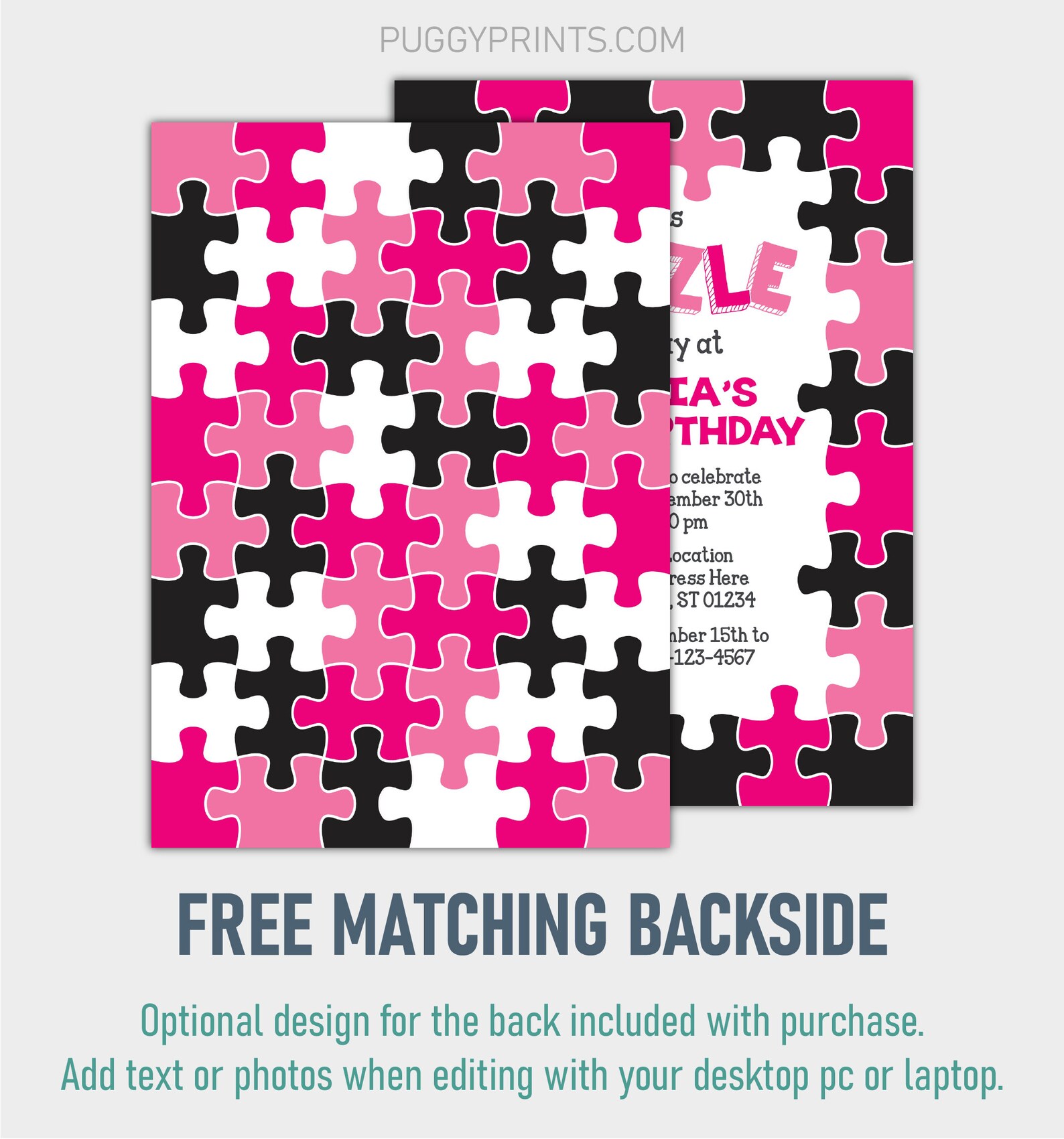 Puzzle Birthday Invitation Editable Puzzle Invitation Puzzle | Etsy