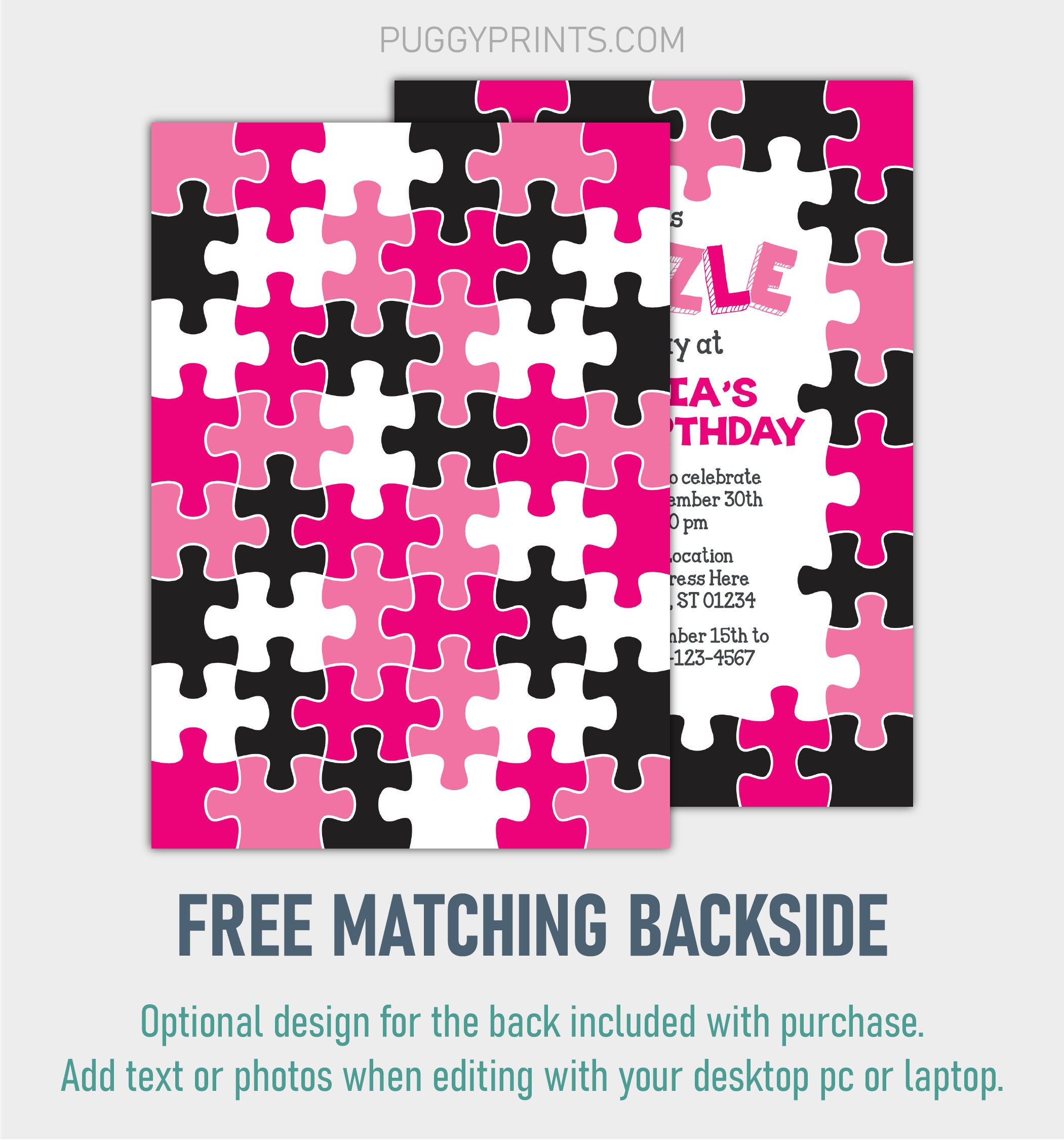 Puzzle Birthday Invitation Editable Puzzle Invitation Puzzle | Etsy