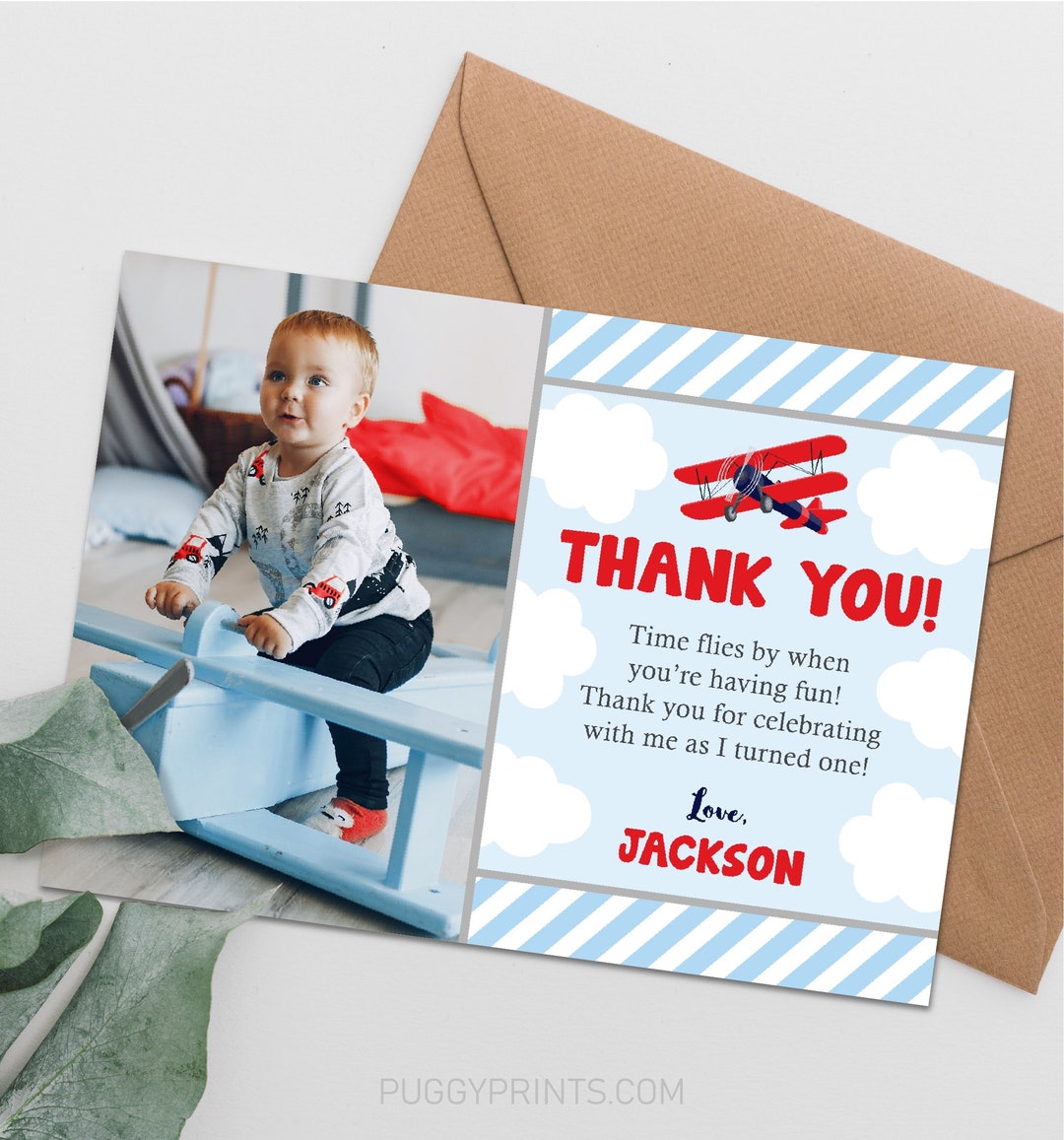 Airplane Thank You Card Airplane Birthday Thank You Cards - Etsy