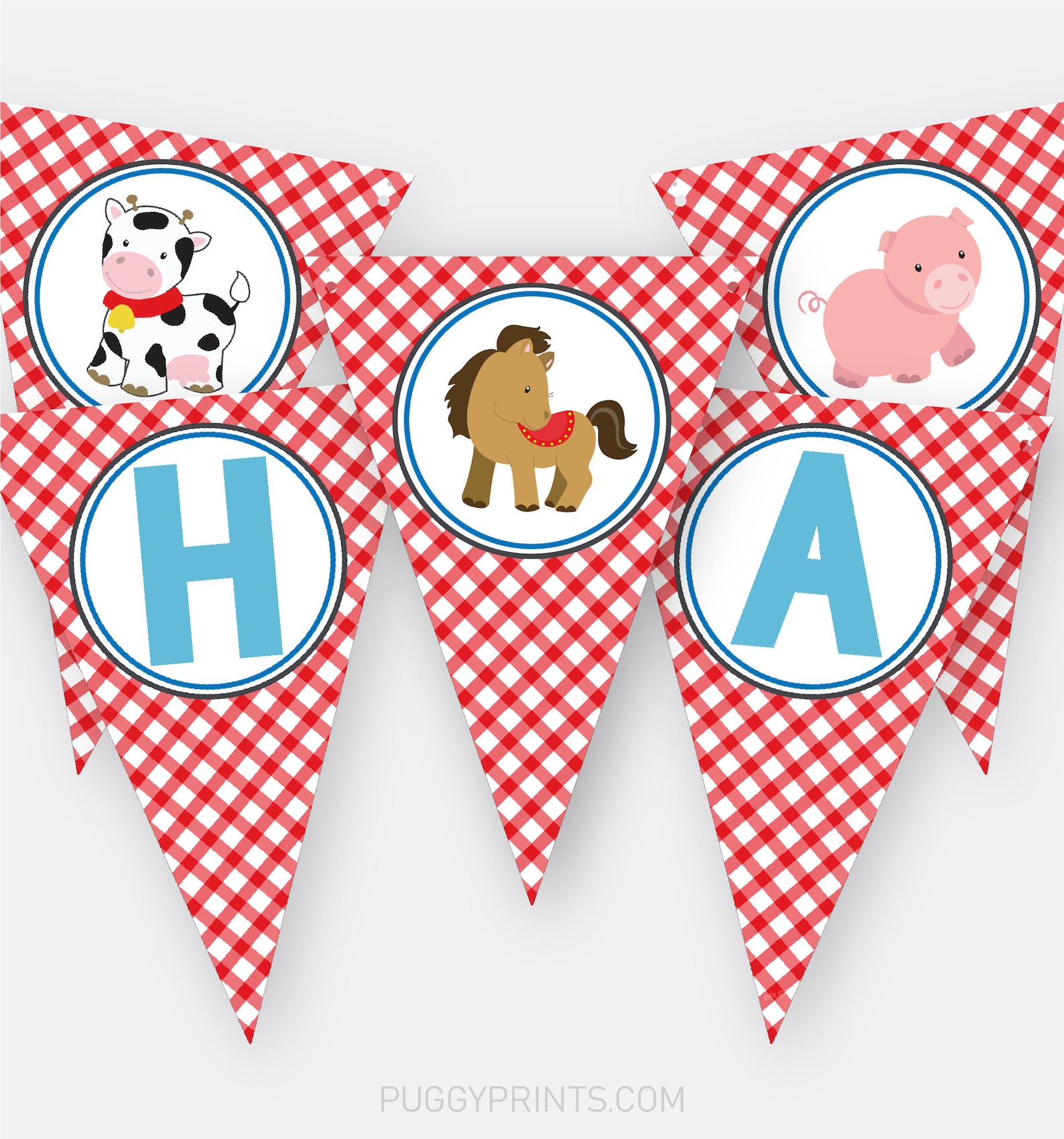 Farm Happy Birthday Banner Printable Farm Birthday Party - Etsy