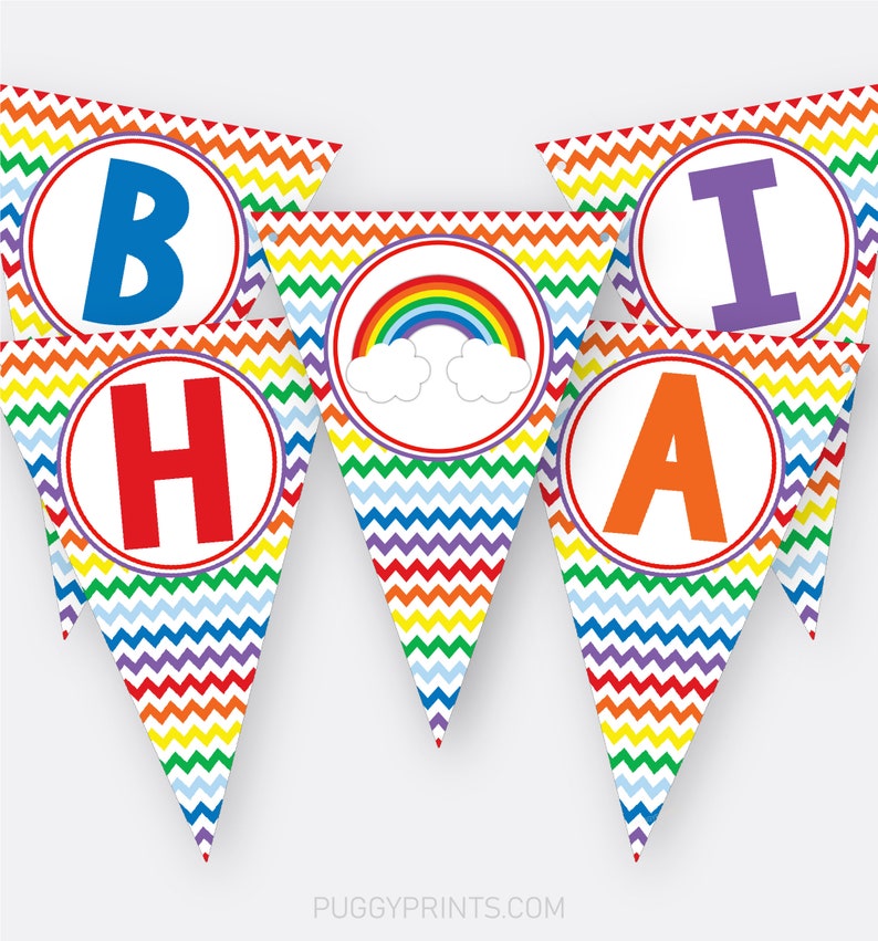 Rainbow Happy Birthday Banner Printable Rainbow Banner | Etsy