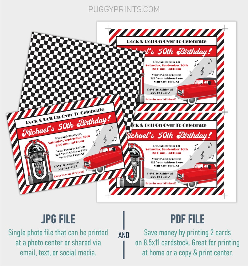 Sock Hop Birthday Invitation Editable 1950's Invitation | Etsy