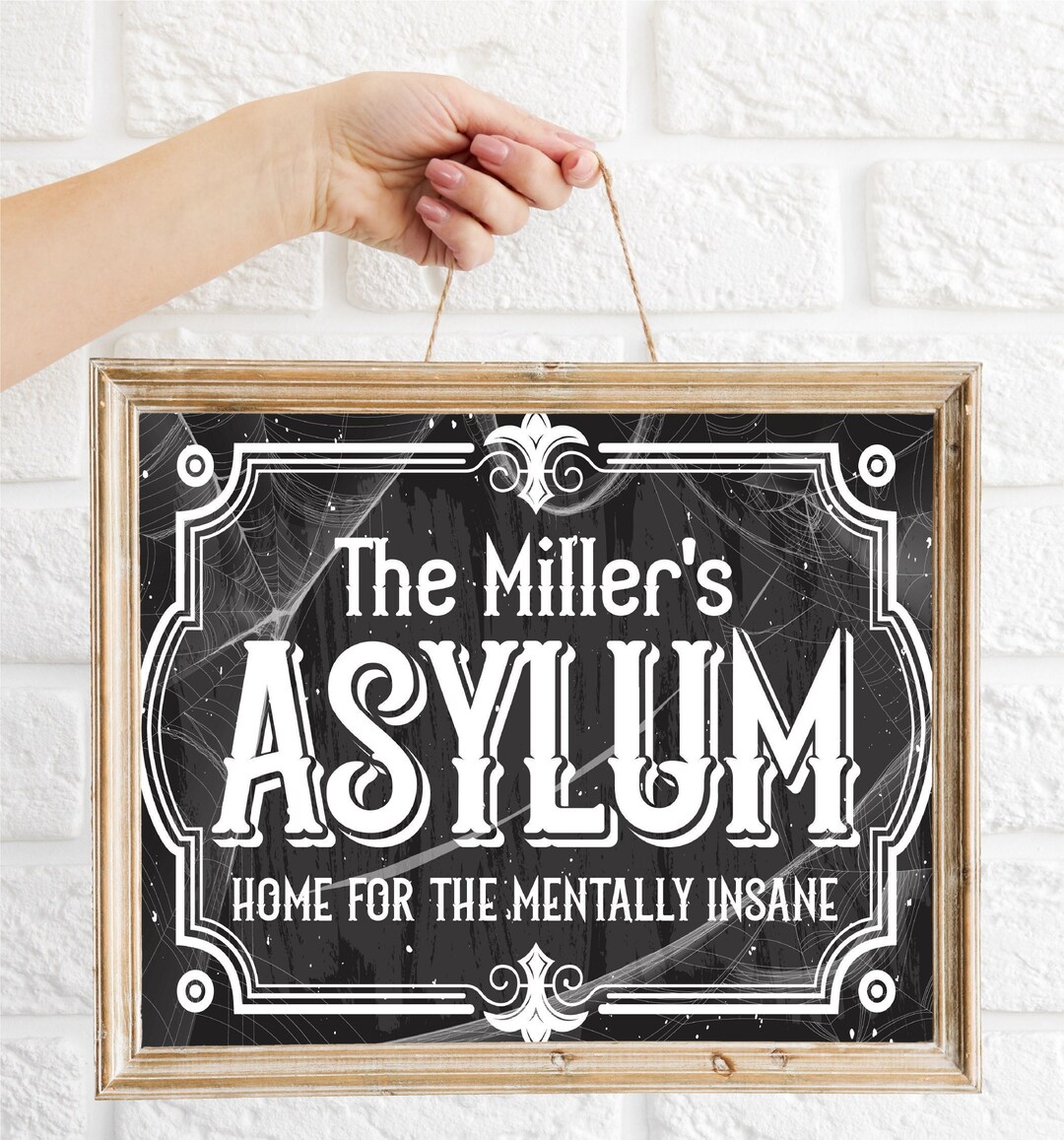 Halloween Asylum Wall Decor, Editable Family Asylum Home Decorations ...