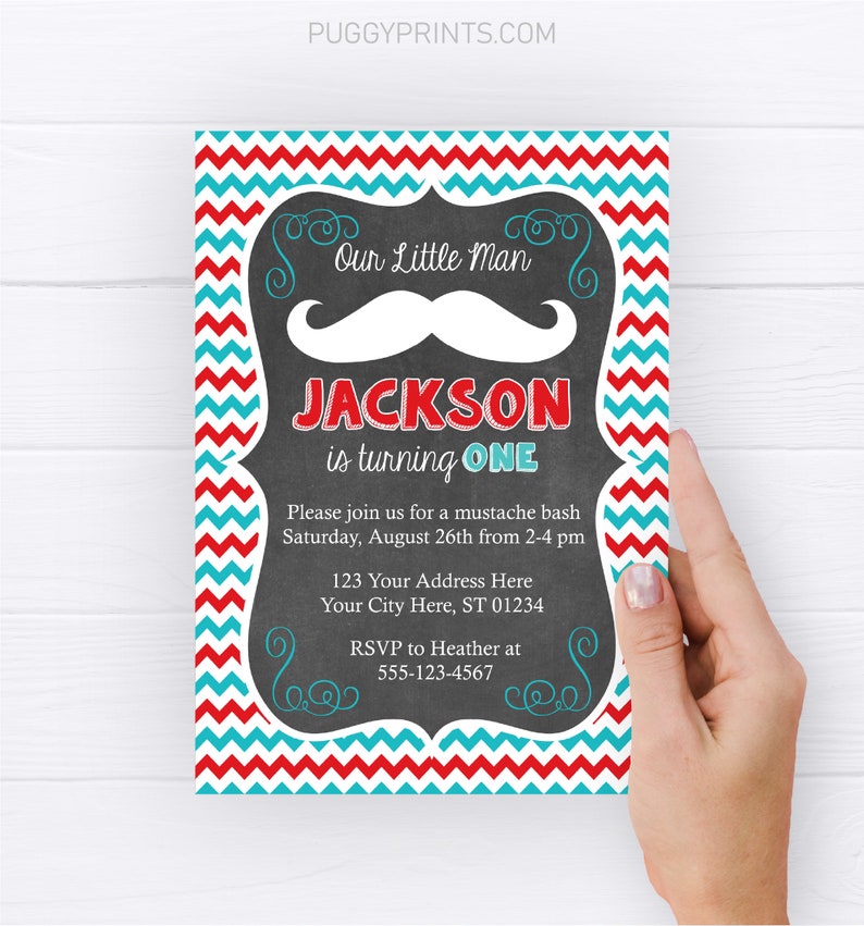 Mustache Birthday Invitation Editable Mustache Invitation - Etsy