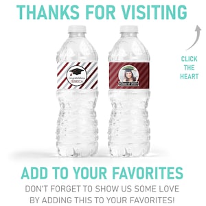 Graduation Party Water Bottle Labels, Editable Graduation Water Bottle ...