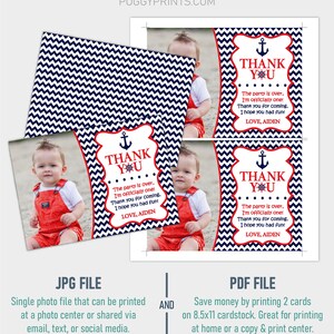 Nautical Thank You Card Editable Nautical Birthday Thank You - Etsy
