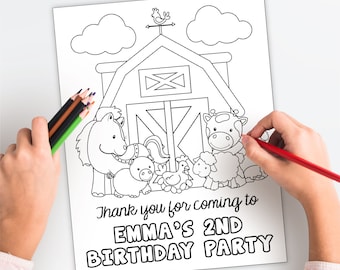 Editable Farm Party Placemat, Printable Birthday Coloring Page, Farm ...