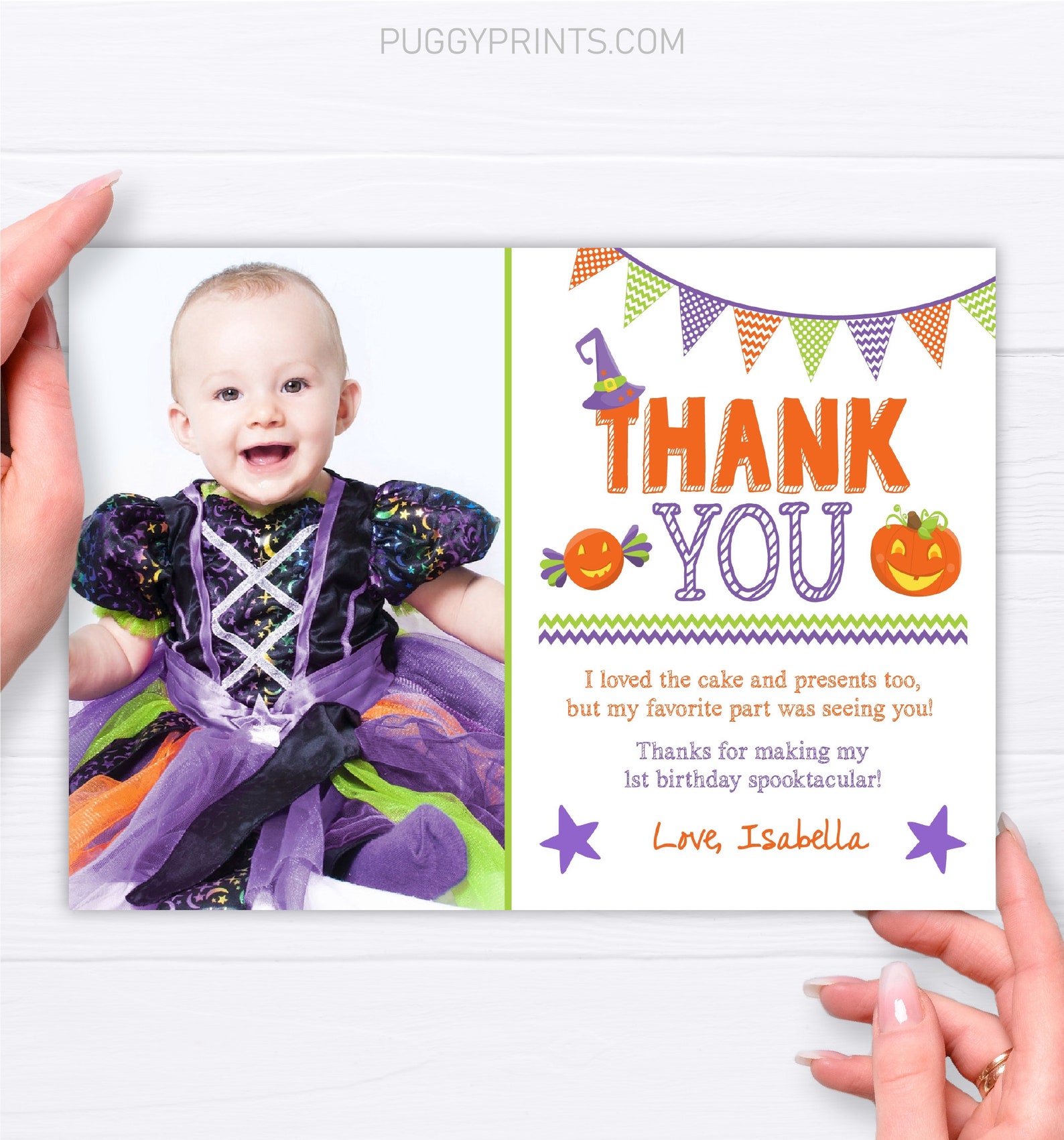 Halloween Birthday Thank You Card With Photo Editable | Etsy