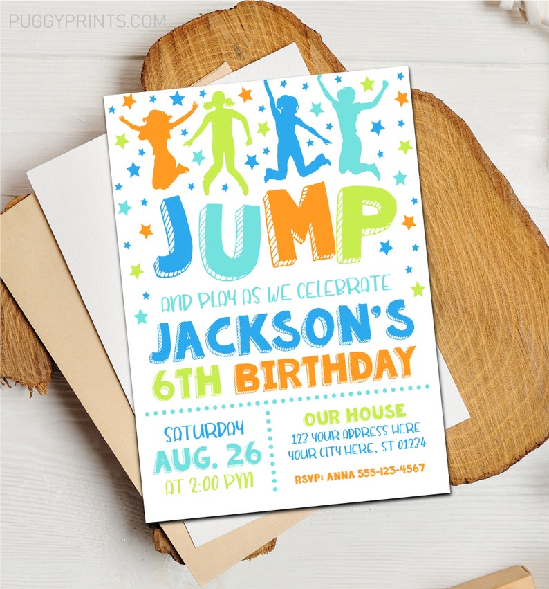 Jump Birthday Invitation Editable Jump Invitation Template - Etsy